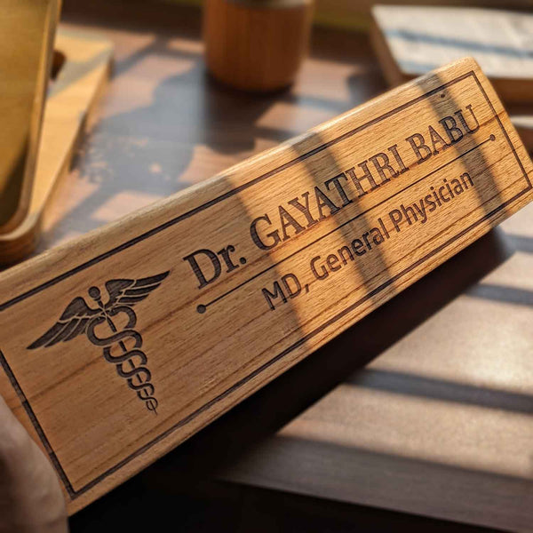 Customized Triangular Desk Nameplate Engraved With Logo & Designation ...