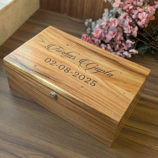 Large Premium Teak Wood Box With Custom Engraving | 17 x 10 x 5 inch ...