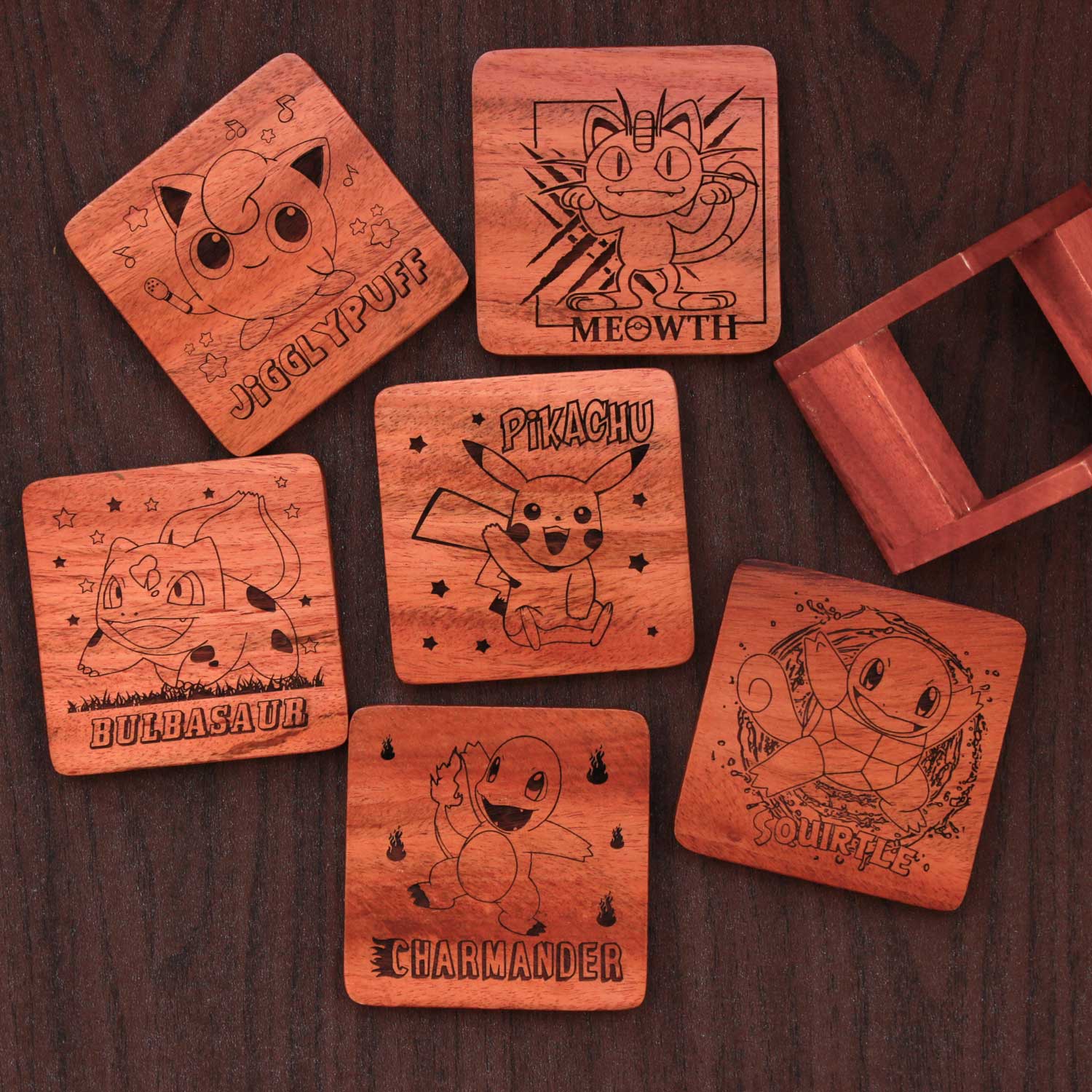 Pokemon Coasters | Wooden Coaster Set | Pokemon Gifts | Funky Coasters ...