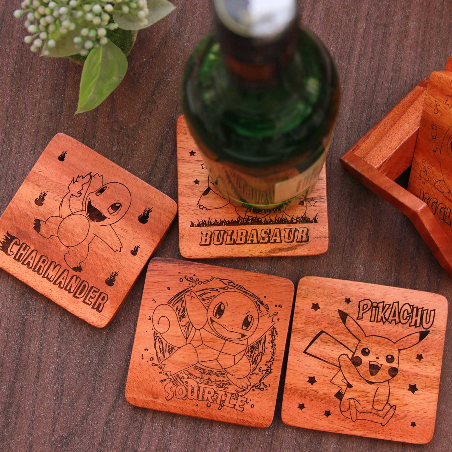Pokemon Coasters | Wooden Coaster Set | Pokemon Gifts | Funky Coasters ...