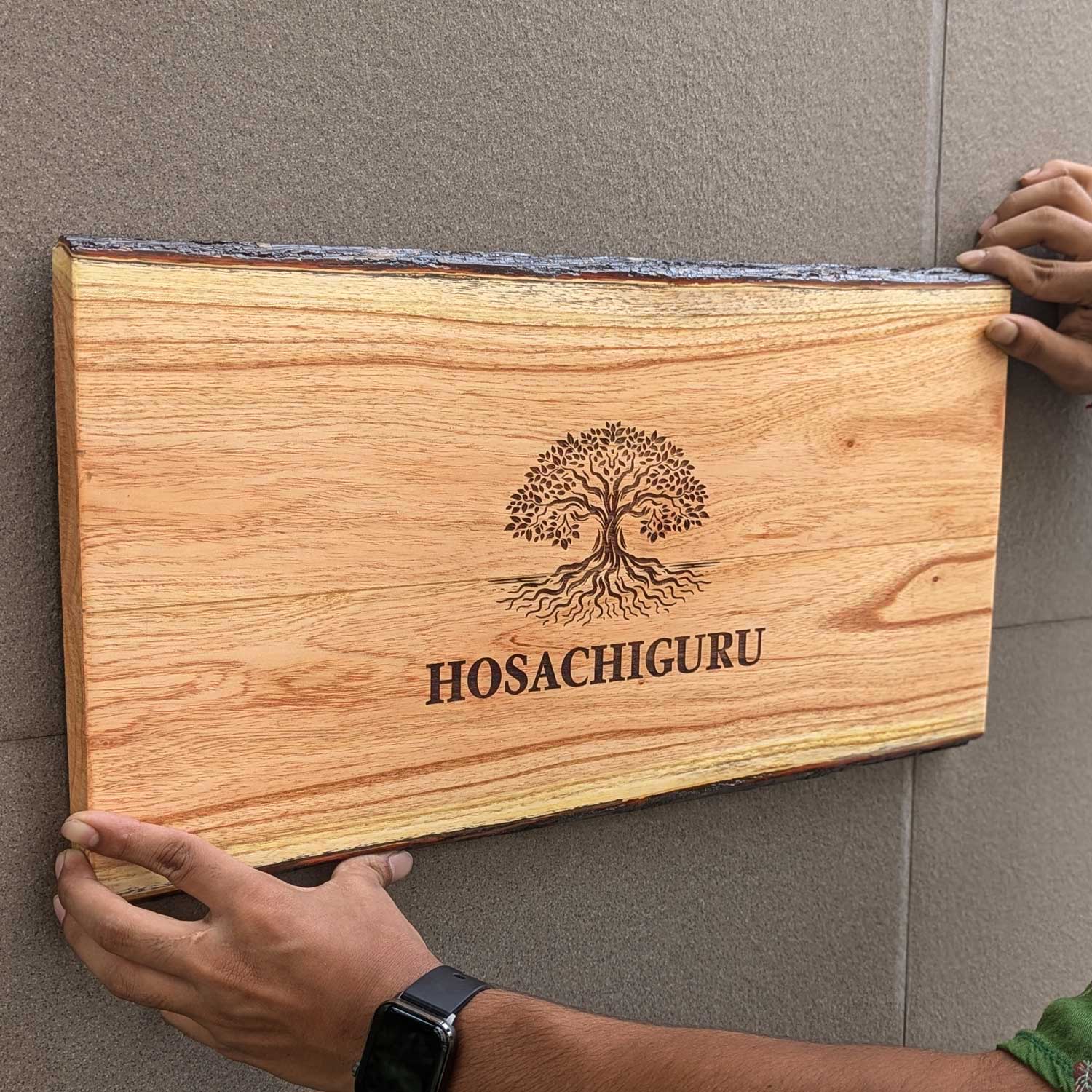 Rustic Rectangular Natural Live Edge Wood Sign For Home | Engraved ...