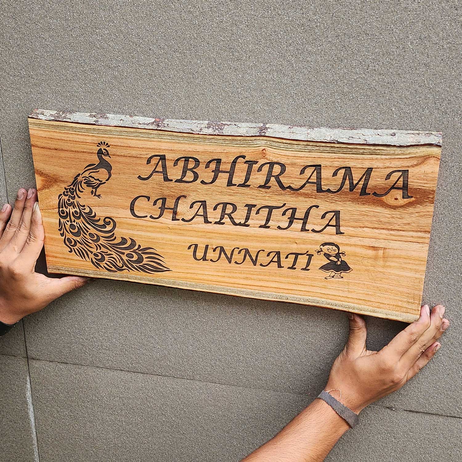 Rustic Rectangular Natural Live Edge Wood Sign For Home | Engraved ...