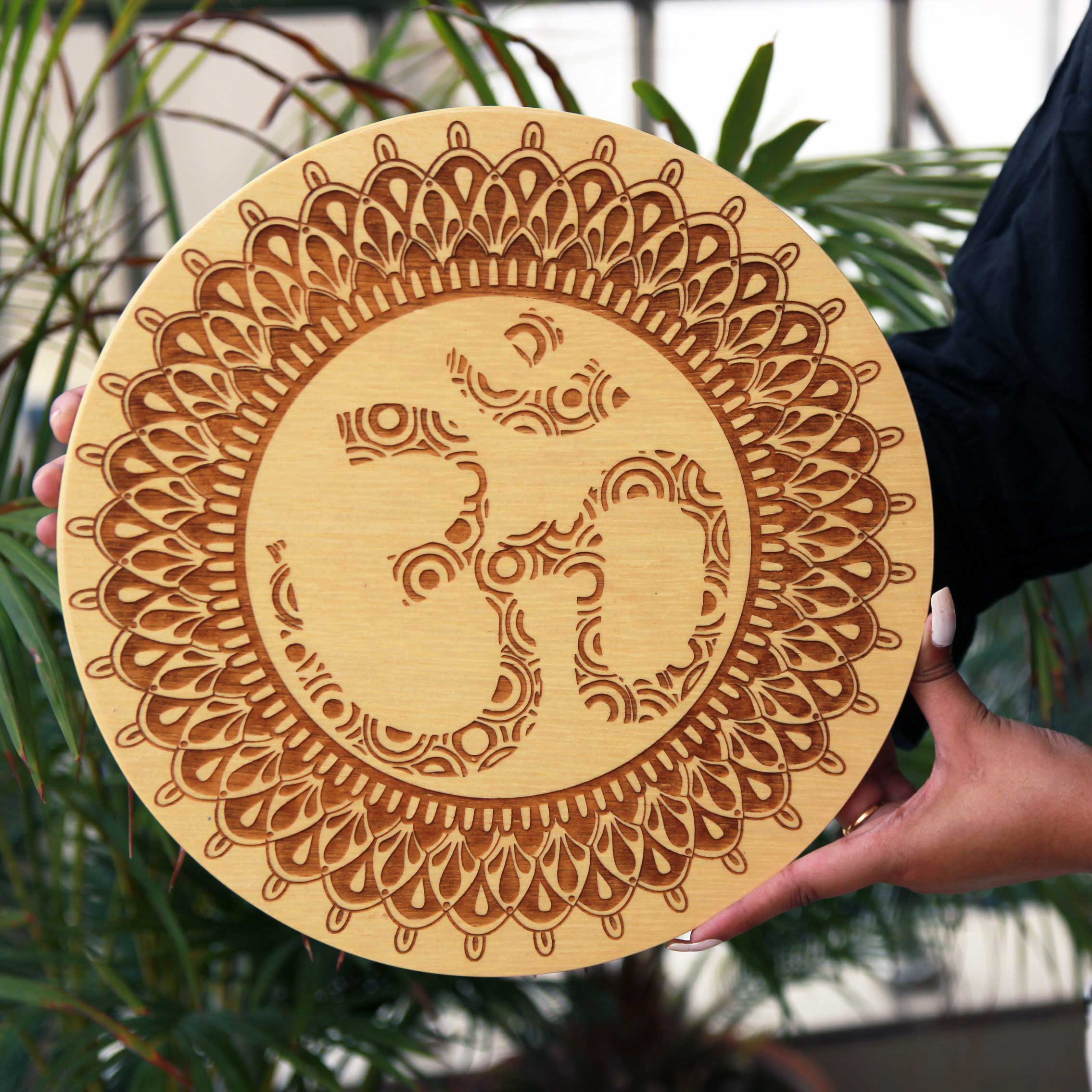 Om Wood Art | Hindu Symbol Wood Wall Art | Carved Wooden Poster ...