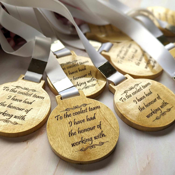 Team Achievement Wooden Medals | Customizable Corporate Gift ...