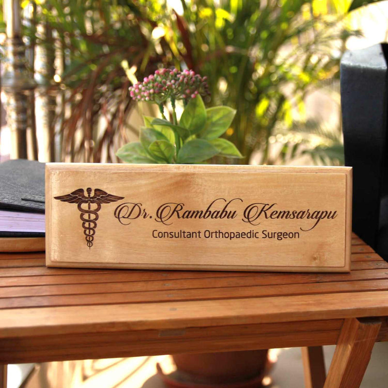 Personalized Wooden Nameplate for Doctors | Wood Desk & Door Name Signs ...