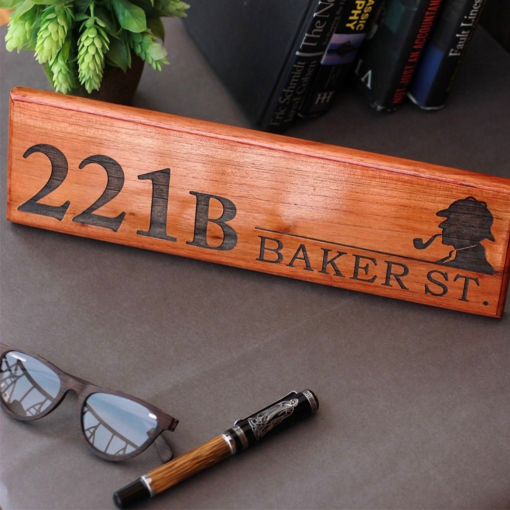 221B Baker Street Sherlock Holmes House Nameplate | Wooden Door Sign ...