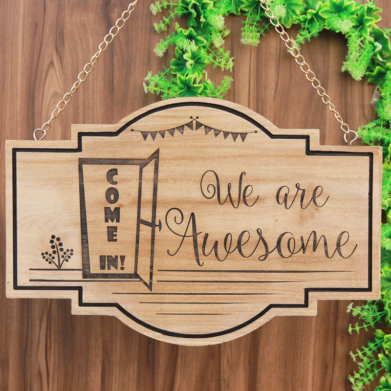 Come In! We're Awesome Welcome Sign | Hanging Wooden Sign | Store Sign ...