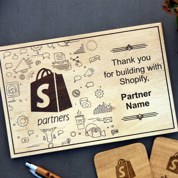 Corporate Gift Set - Engraved Wood Plaque & Wooden Coaster Set ...
