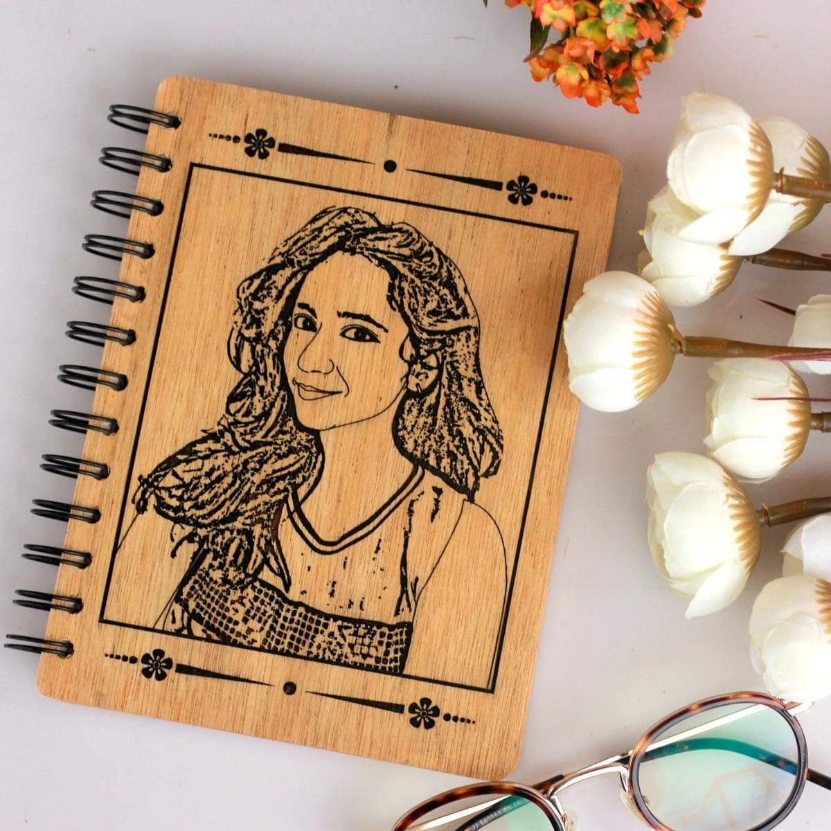 Custom Engraved Diary With Photo For Teachers - Wooden Notebook ...