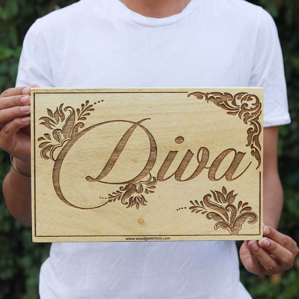 Diva Wood Word Sign | Wood Wall Posters | Carved Wood Wall Art | Wood ...