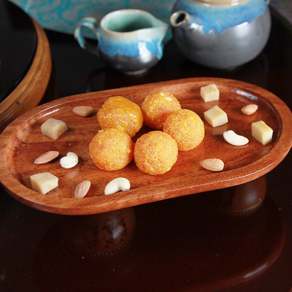 Diwali Sweets Oval Tray| Wooden Serving Tray| Diwali Gifts For Family ...