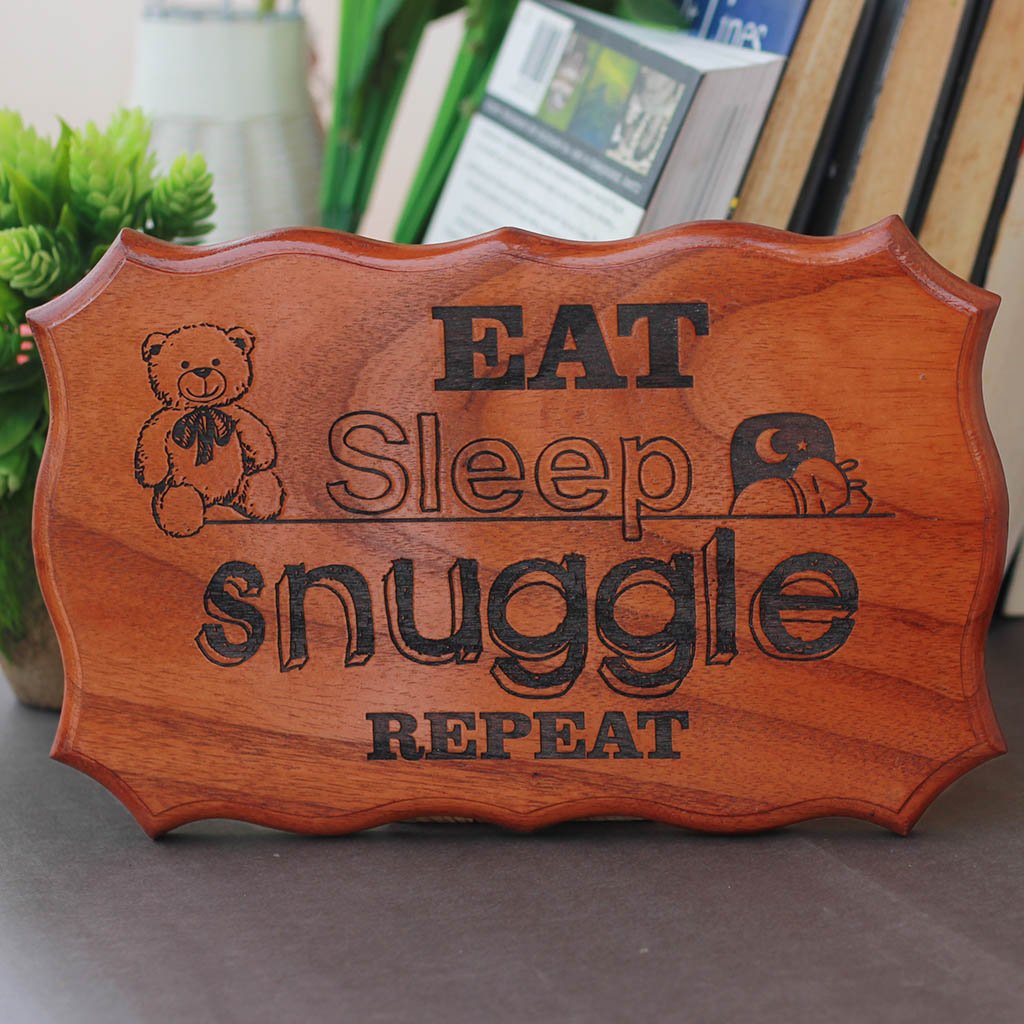Eat Sleep Snuggle Repeat Carved Sign for Nursery| Wood Sign with Quotes ...