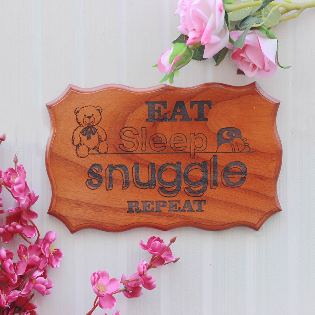 Eat Sleep Snuggle Repeat Carved Sign for Nursery| Wood Sign with Quotes ...