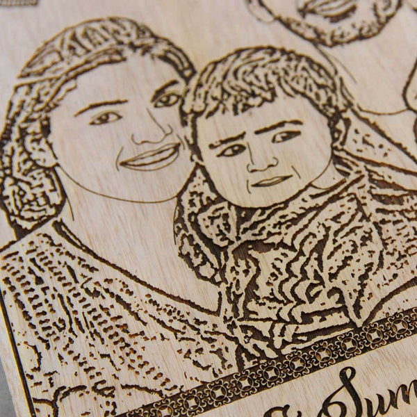 Wood Engraved Photo Of Family | Family Name Wood Poster | Family Gifts ...