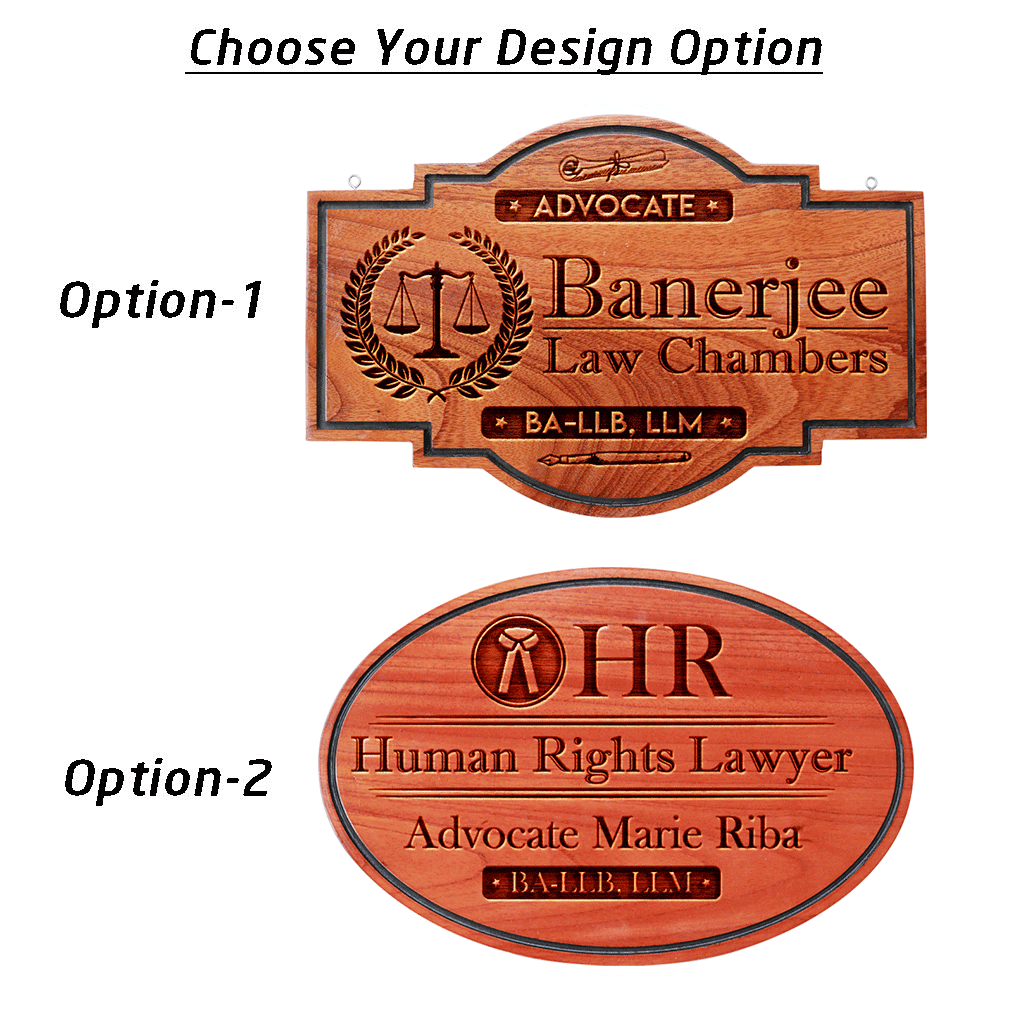 Hanging Wooden Business Sign - Gifts For Lawyers- Advocate Name Plate ...