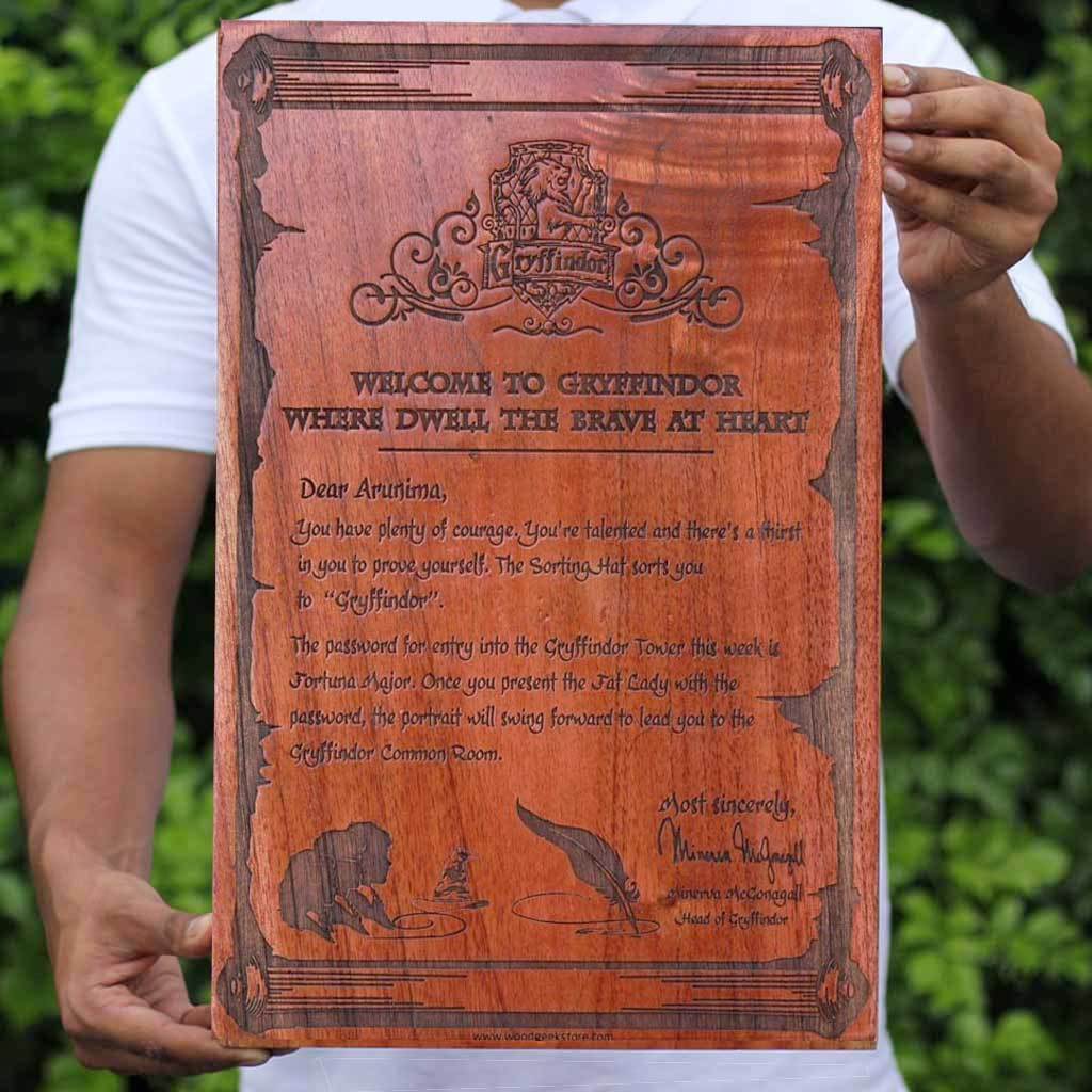 Harry Potter: Gryffindor Welcome Letter Carved Wooden Poster| Wood Art ...