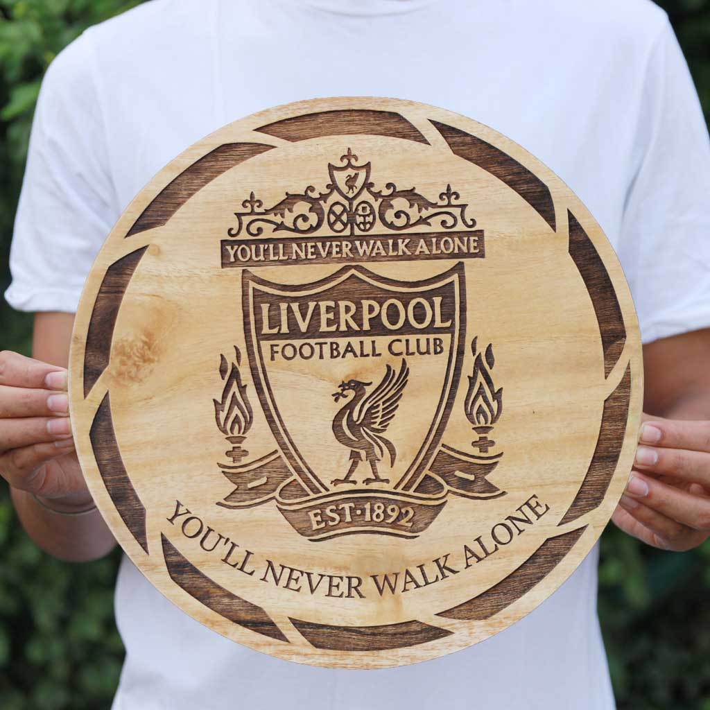 Sports Club Logo Engraved Wooden Poster | Personalized Football Club ...
