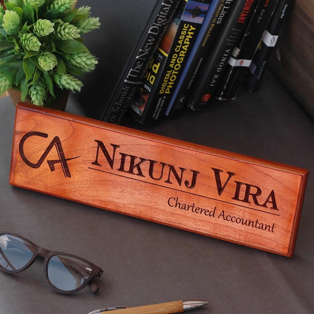 Personalized Wooden Nameplate for Chartered Accountants | Wood Desk ...