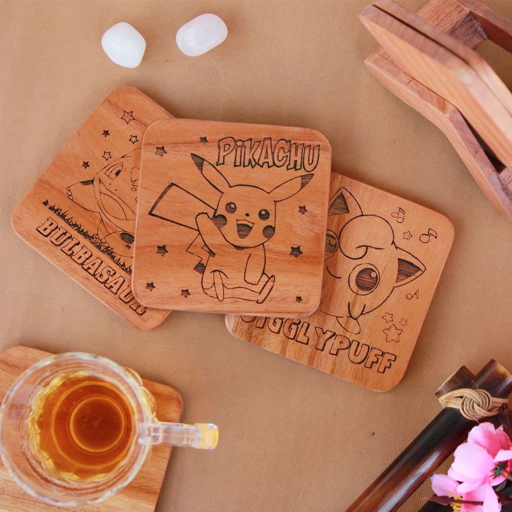 Pokemon Coasters | Wooden Coaster Set | Pokemon Gifts | Funky Coasters ...