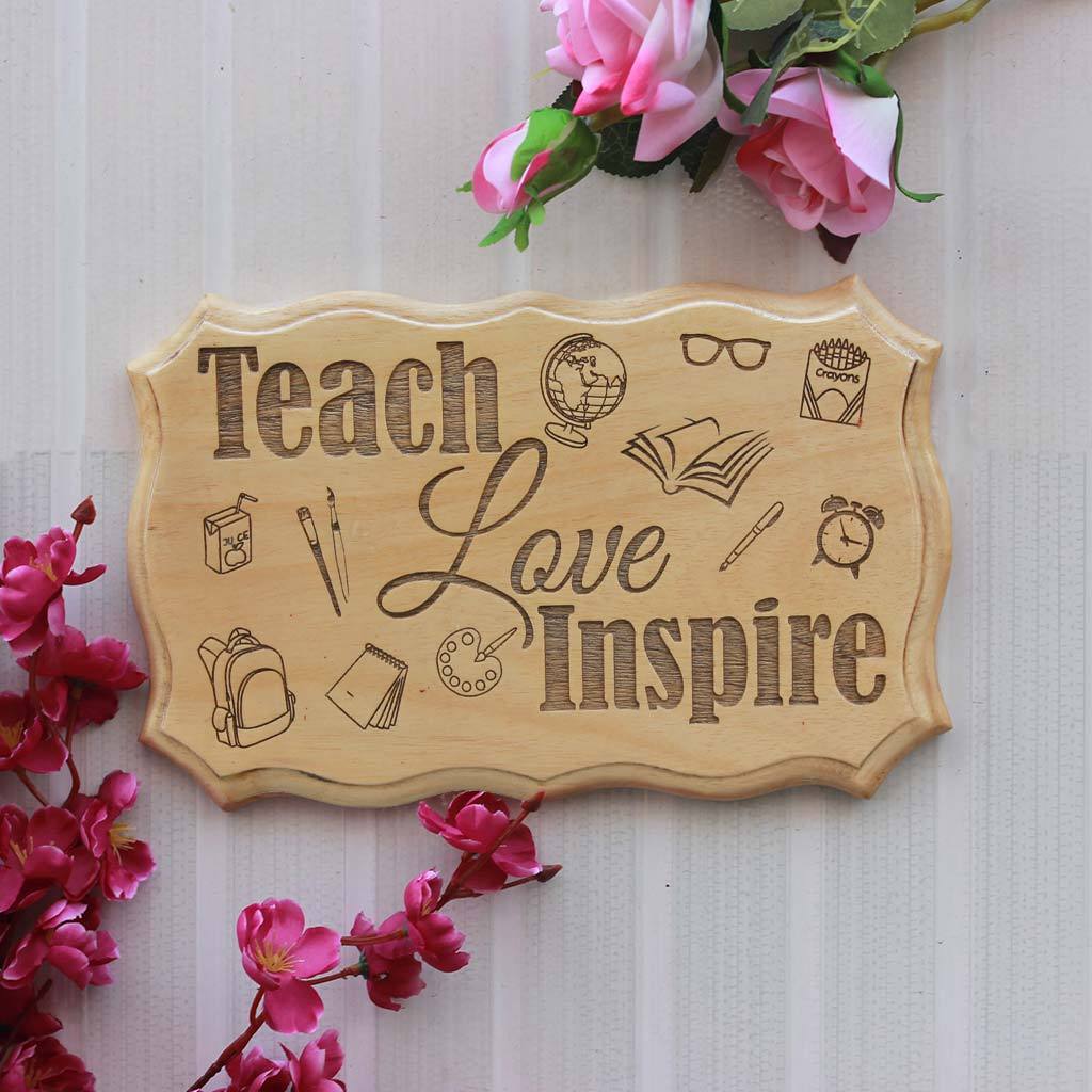 Teach Love Inspire Carved Wood Sign | Best Teacher Appreciation Gifts ...