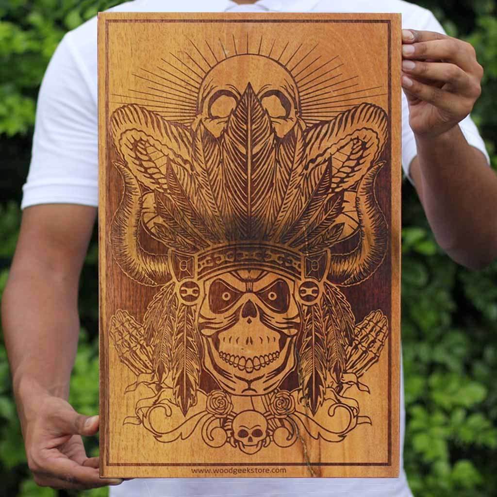 Carved Wooden Poster | Aztec Warrior Large Wood Wall Art | Wood Art ...