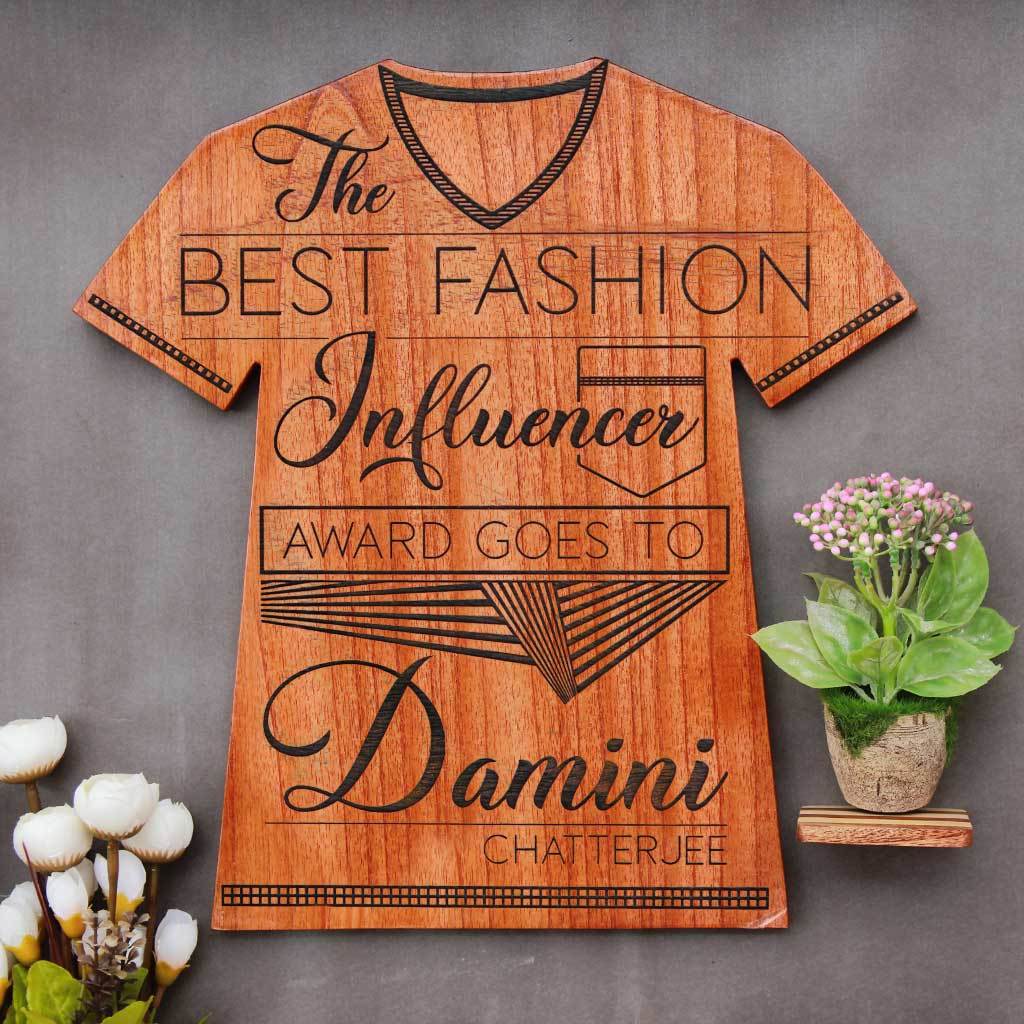 Fashion Influencer Wooden T-shirt Award Trophy | Personalised Gifts ...