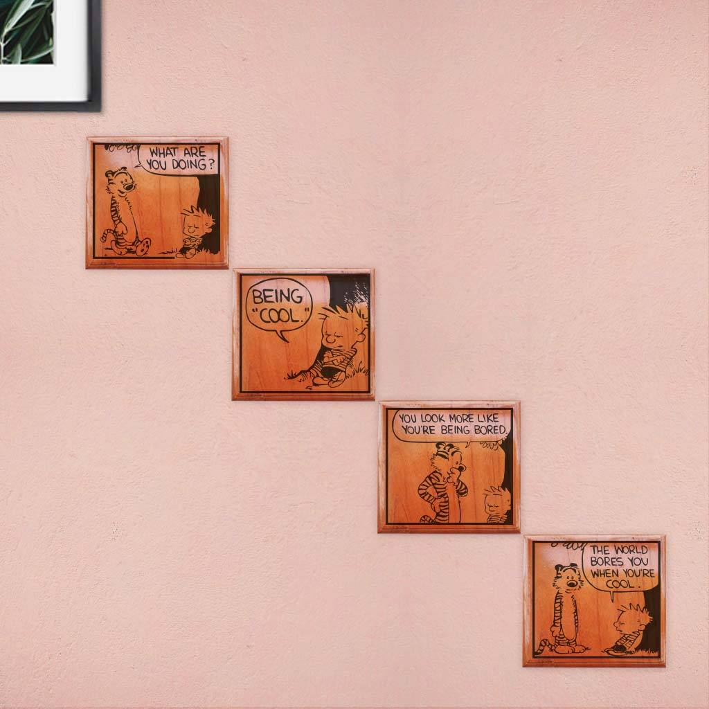 Calvin & Hobbes Comic Wooden Blocks | Wooden Wall Art | Home Decor ...