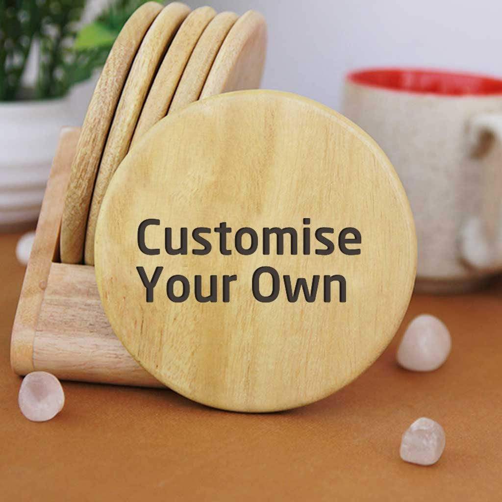 Custom Coasters | Personalised Coasters | Round Wooden Coaster Set ...