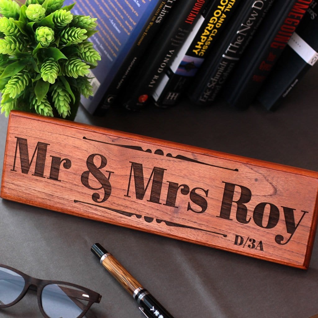 Mr & Mrs Wooden Nameplates for Desk & Doors| Custom Wooden Name Plaque ...
