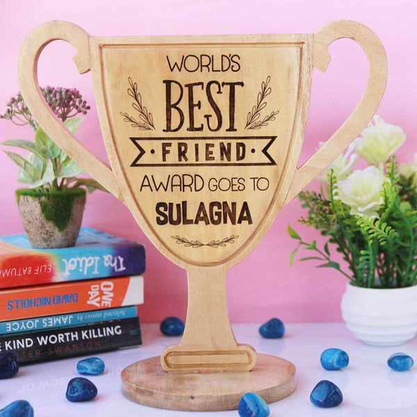 World's Best Friend Trophy Cup - Wooden Trophies - Best Friends Gifts ...