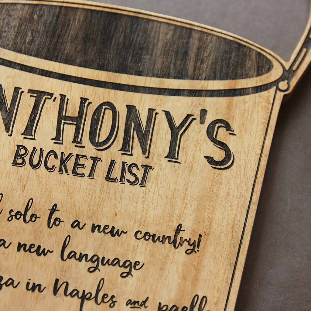 Bucket List Bucket | Ultimate Bucket List Sign | Wood Carved Sign ...