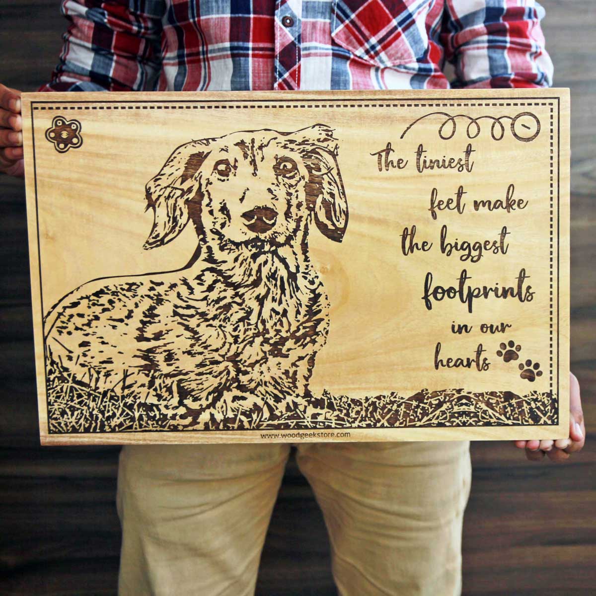 Engraved Dog Portrait Wooden Frame | Personalized Gift For Dog Lovers ...