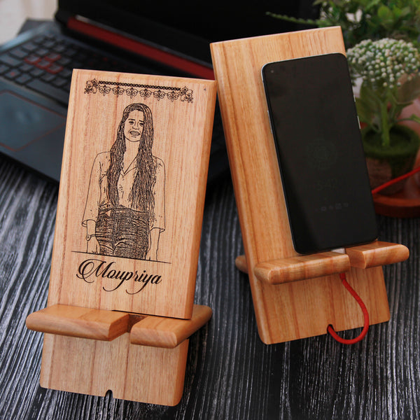 Personalized Wooden Mobile Phone Stand | Gift For Husband & Wife ...