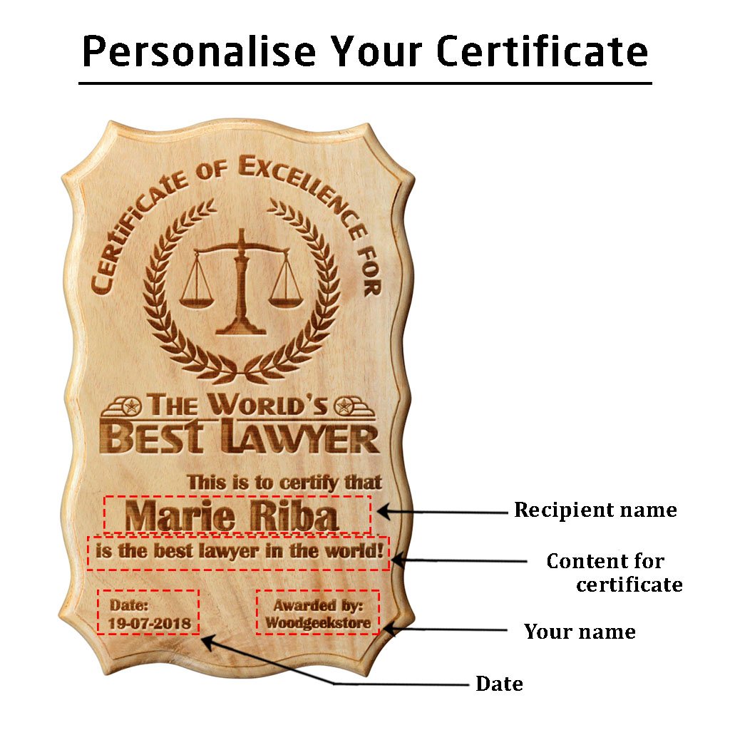 Certificate of Excellence for World's Best Lawyer | Custom Awards ...