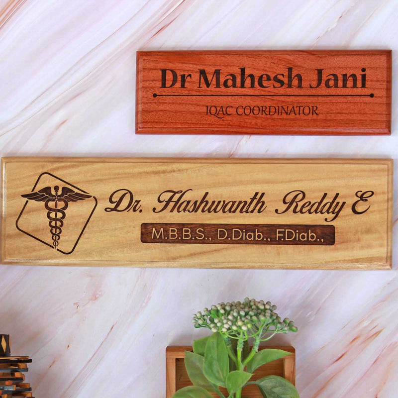 Personalized Wooden Nameplate for Doctors | Wood Desk & Door Name Signs ...