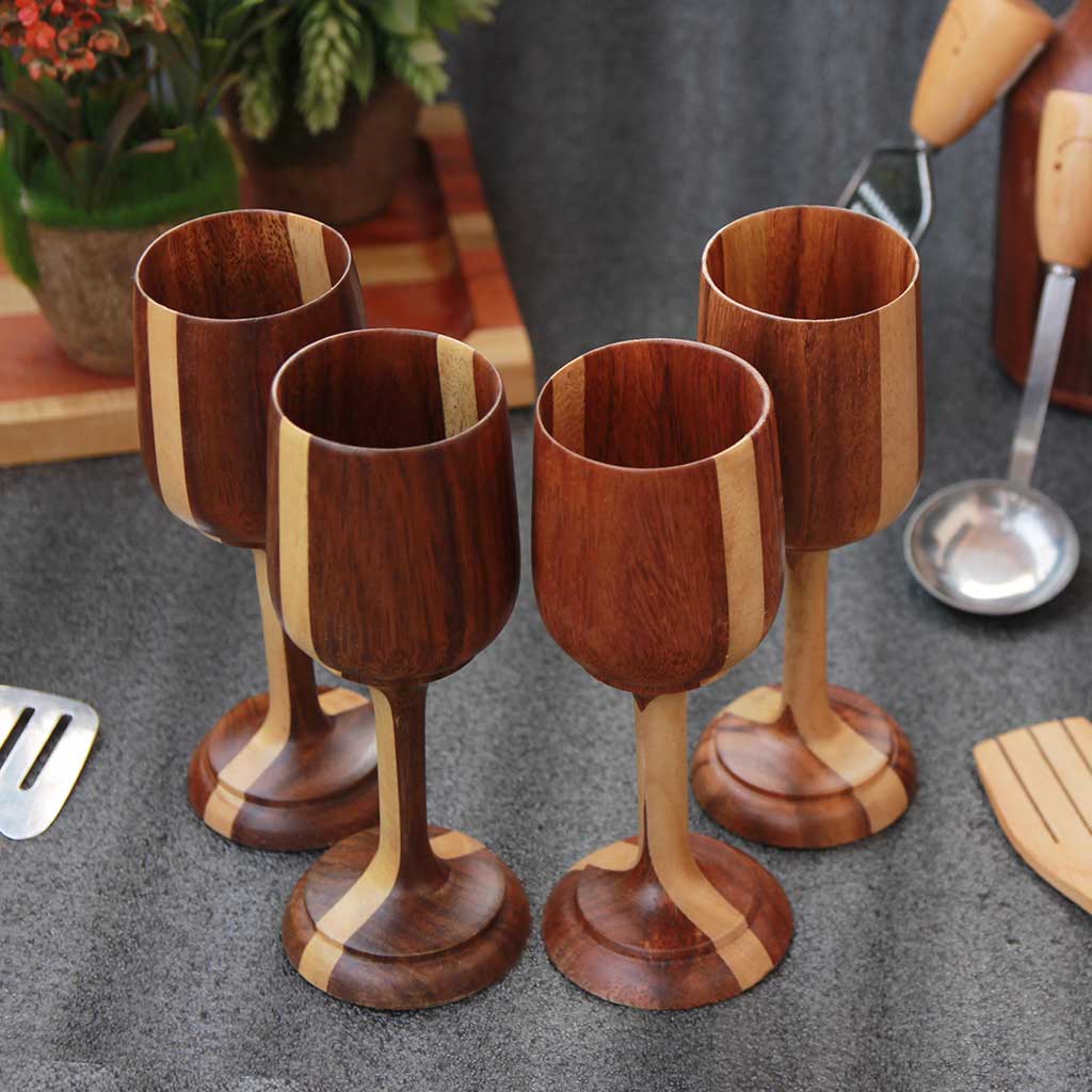 Personalized Wood Wine Goblets Engraved With Name | Anniversary Gift ...