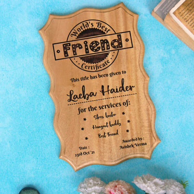Personalized World's Best Friend Certificate | Friendship Day Gifts ...