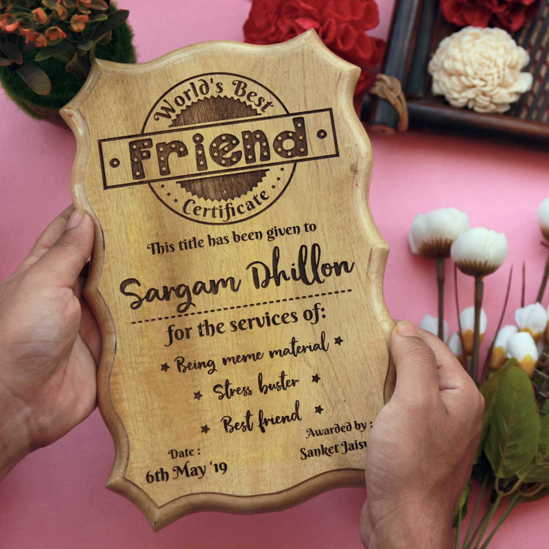 Personalized World's Best Friend Certificate | Friendship Day Gifts ...